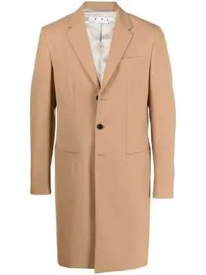 Off-white Notched Lapel Coats For Men