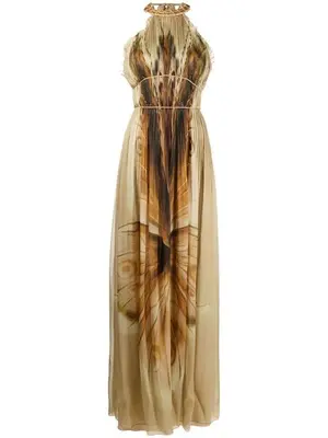 Alberta Ferretti Butterfly Print Maxi Dress