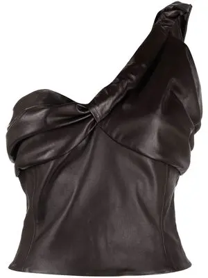 THE MANNEI Asymmetrical Twist Leather Top