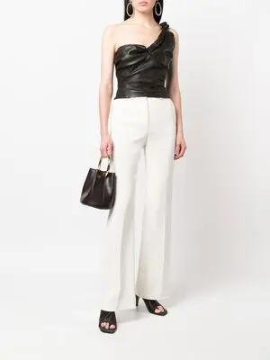 THE MANNEI Asymmetrical Twist Leather Top