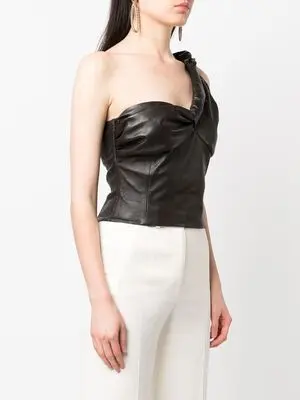 THE MANNEI Asymmetrical Twist Leather Top