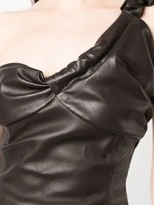 THE MANNEI Asymmetrical Twist Leather Top