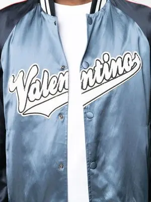 Valentino Garavani Logo-patch Bomber Jacket - Blue