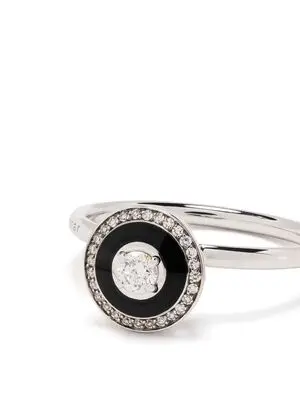 SELIM MOUZANNAR 18kt White Gold Diamond And Enamel Ring - Silver