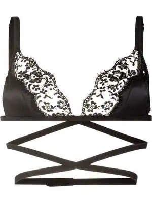 Dolce & Gabbana Lace-detailing Satin Bra - Black