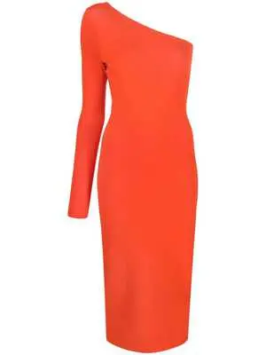 VICTORIA BECKHAM Victoria Beckham One Shoulder Ribbed Knit Midi Dress