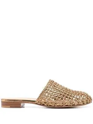 FERRAGAMO Ellas Knotted Mules - Gold