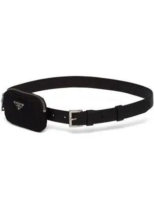 Prada Logo Plaque Zipped Pouch Belt