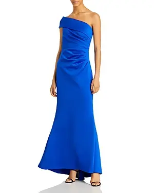 Eliza J One-shoulder Satin Gown - Cobalt