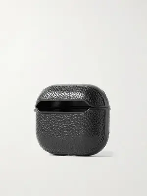 BALENCIAGA LECAGOLE ケース AirPodsケース 黒 Balenciaga Logo-Print Full-Grain Leather Airpods Pro Case - Black