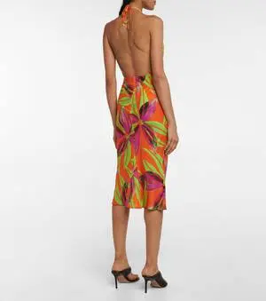 LOUISA BALLOU Printed Midi Skirt