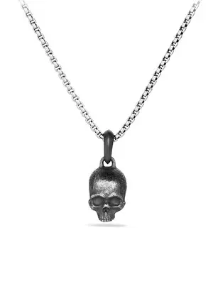 David Yurman Meto Mori Skull Amulet In Sterling Silver, 16mm - Silver Black