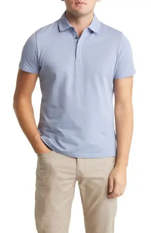 Robert Barakett Creston Micropattern Jacquard Polo Light Blue