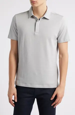 Robert Barakett Creston Micropattern Jacquard Polo - Pearl