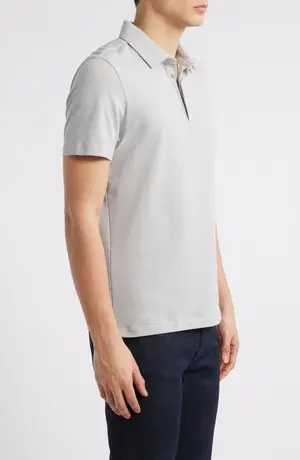 Robert Barakett Creston Micropattern Jacquard Polo - Pearl