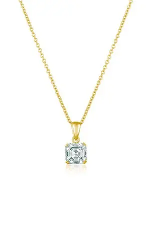 CRISLU Asscher Cubic Zirconia Pendant Necklace - Gold