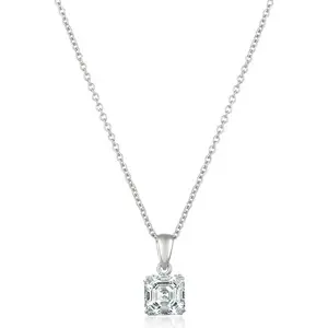 CRISLU Asscher Cubic Zirconia Pendant Necklace - Platinum