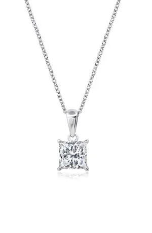 CRISLU Princess Cut Zirconia Pendant Necklace - Platinum