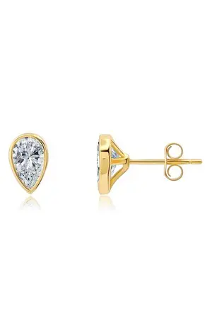 CRISLU Pear Cubic Zirconia Stud Earrings - Gold
