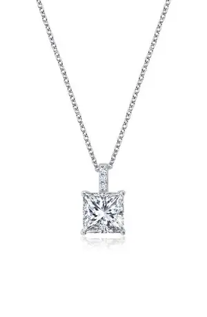 CRISLU Radiant Cut Zirconia Pendant Necklace - Platinum