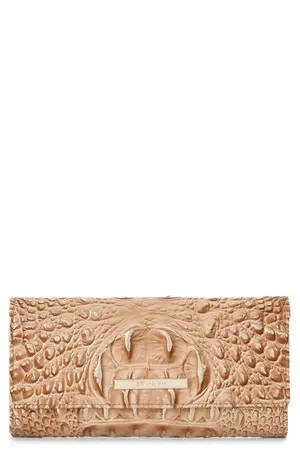 Brahmin Cordelia Croc Embossed Leather Wallet Honey Brown