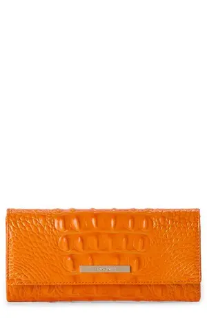 Brahmin Cordelia Croc Embossed Leather Wallet Mango Orange