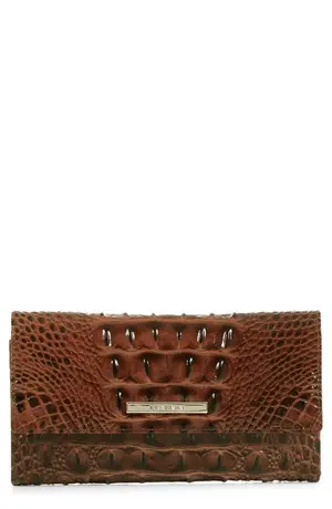 Brahmin Cordelia Croc Embossed Leather Wallet - Pecan