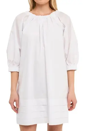 English Factory Pleated Hem Cotton Minidress