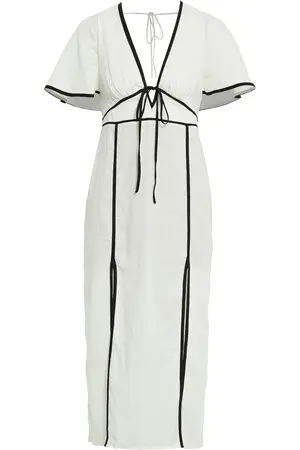 VIX PAULA HERMANNY Liz Twotone Linenblend Midi Dress - Off-white