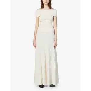 khaite marca dress ivory Khaite Marca Fitted Knitted Maxi Dress - Ivory
