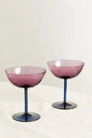 La DoubleJ Set Of Two Murano Glass Champagne Coupes Purple