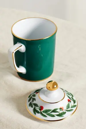 La DoubleJ Gold-plated Porcelain Mug - Green