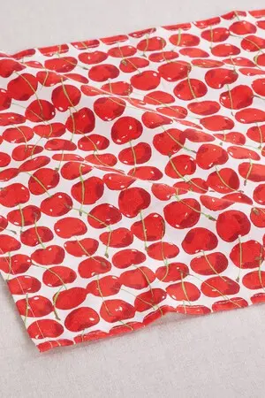 La DoubleJ Set Of Six Printed Linen Napkins - Red