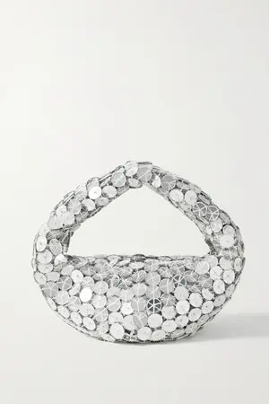 Bottega Veneta Double Knot Paillette-embellished Metallic Shell Tote