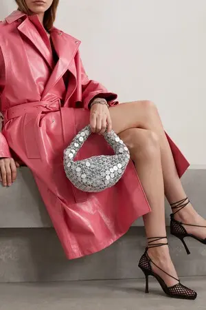 Bottega Veneta Double Knot Paillette-embellished Metallic Shell Tote