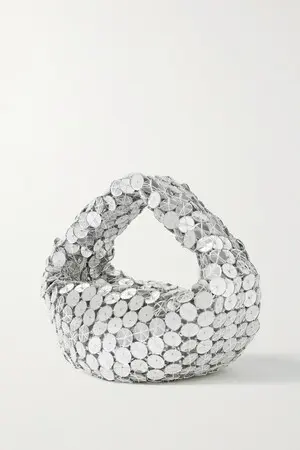 Bottega Veneta Double Knot Paillette-embellished Metallic Shell Tote