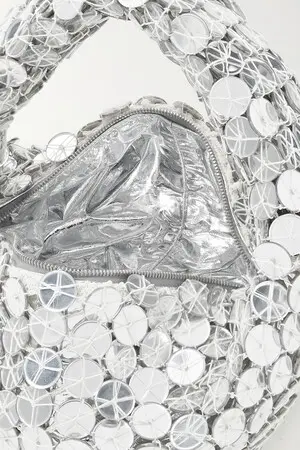 Bottega Veneta Double Knot Paillette-embellished Metallic Shell Tote