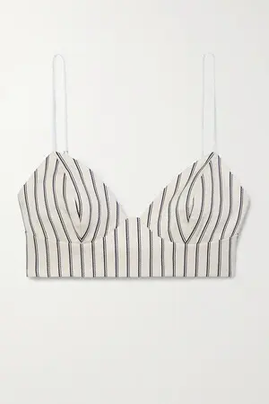 Adam Lippes Striped Cotton-twill Bralette