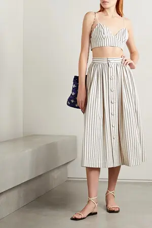 Adam Lippes Striped Cotton-twill Bralette