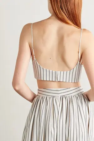 Adam Lippes Striped Cotton-twill Bralette