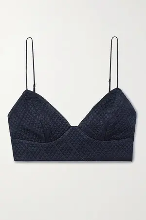 Adam Lippes Matelassé Wool-blend Bralette - Blue