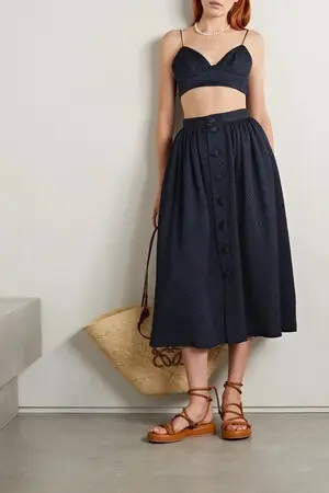 Adam Lippes Matelassé Wool-blend Midi Skirt