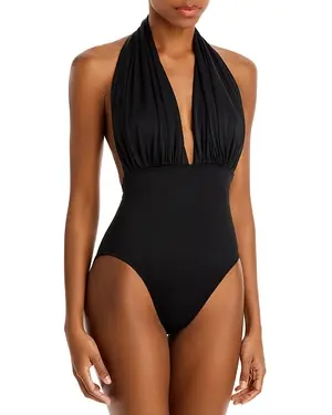 Norma Kamali Halter Low Back One-piece Swimsuit - Black