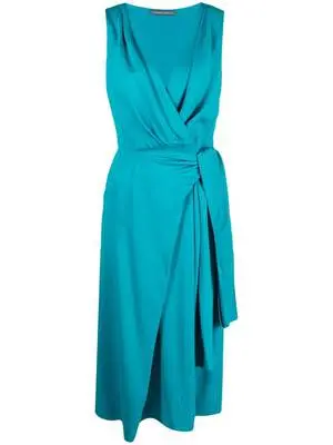 Alberta Ferretti Wrap-style Midi Dress - Blue