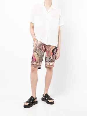 ENDLESS JOY Dark Star Graphic-print Silk Shorts