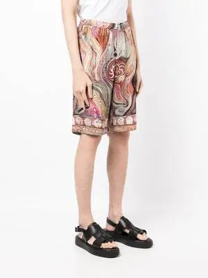 ENDLESS JOY Dark Star Graphic-print Silk Shorts