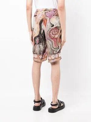 ENDLESS JOY Dark Star Graphic-print Silk Shorts