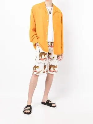 ENDLESS JOY Motif-print Bermuda Shorts - White