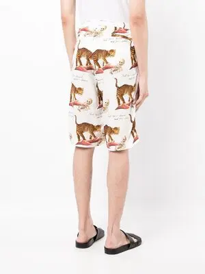 ENDLESS JOY Motif-print Bermuda Shorts - White