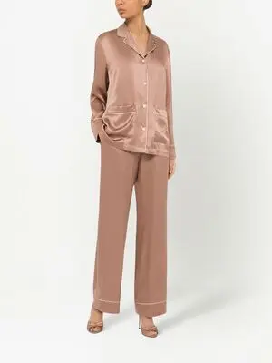 Dolce & Gabbana Contrast-trim Satin Pajama Bottoms - Pink